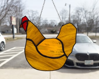 Eye Catching Stained Glass Chicken Sun Catcher - Etsy