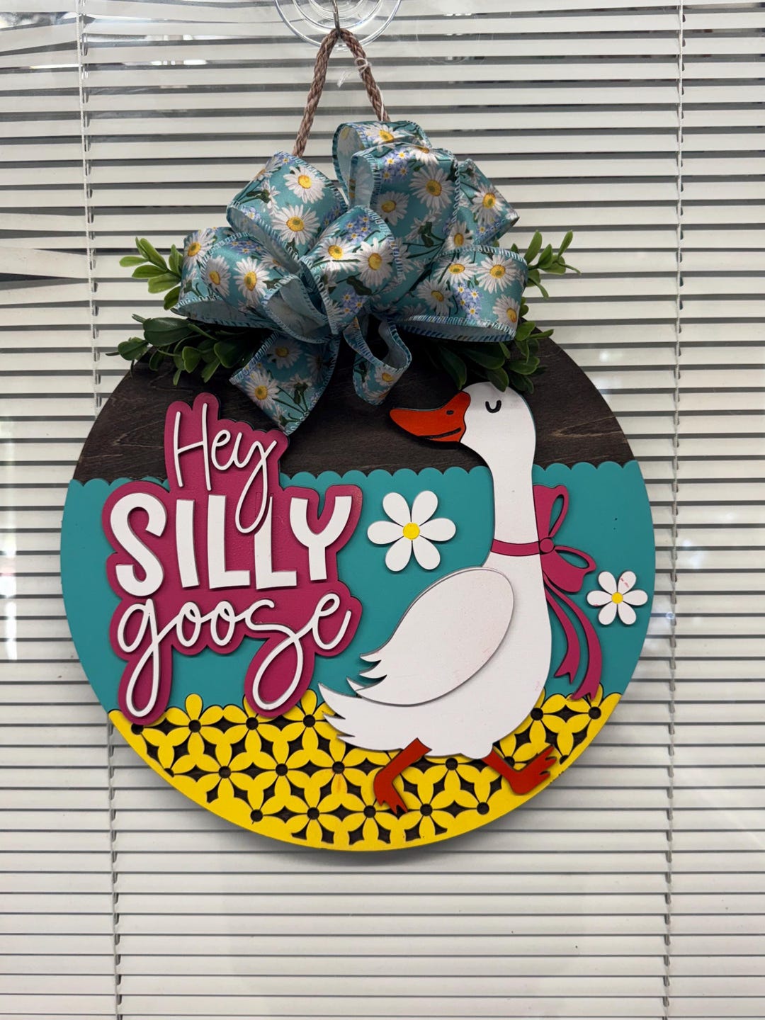 Hey Silly Goose Welcome Sign | Hand Made Wooden Round Sign | Silly ...