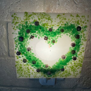 Fused Glass Floral Heart Night Light - Etsy