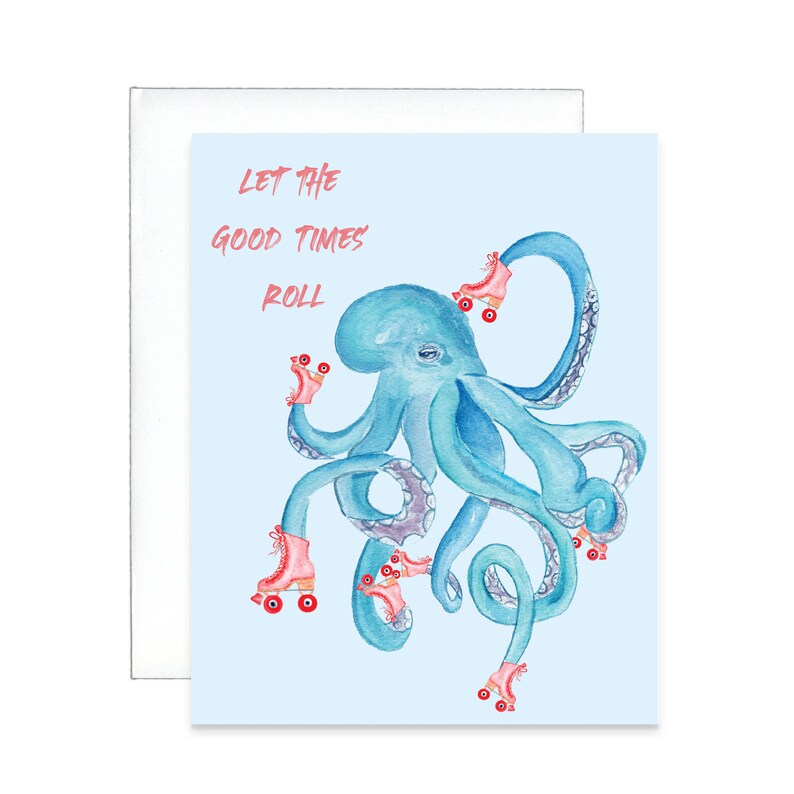 Octopus Greeting Card | Watercolor Octopus Card | Birthday Greeting ...