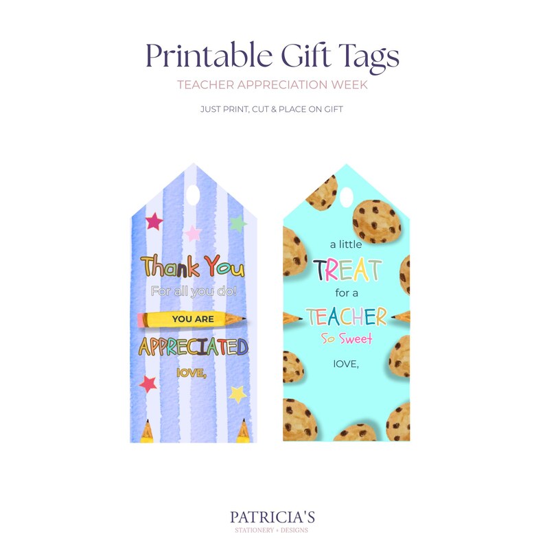Printable Teacher Gift Tags | Fun and Colorful Tags | Watercolor Gift ...