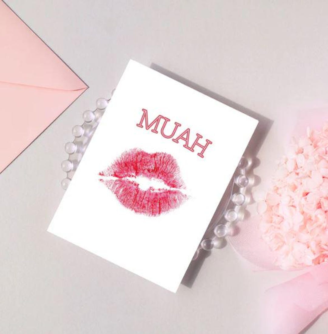 Kiss Lips | Muah Greeting Card | Galentine's Card | for Her | Best ...
