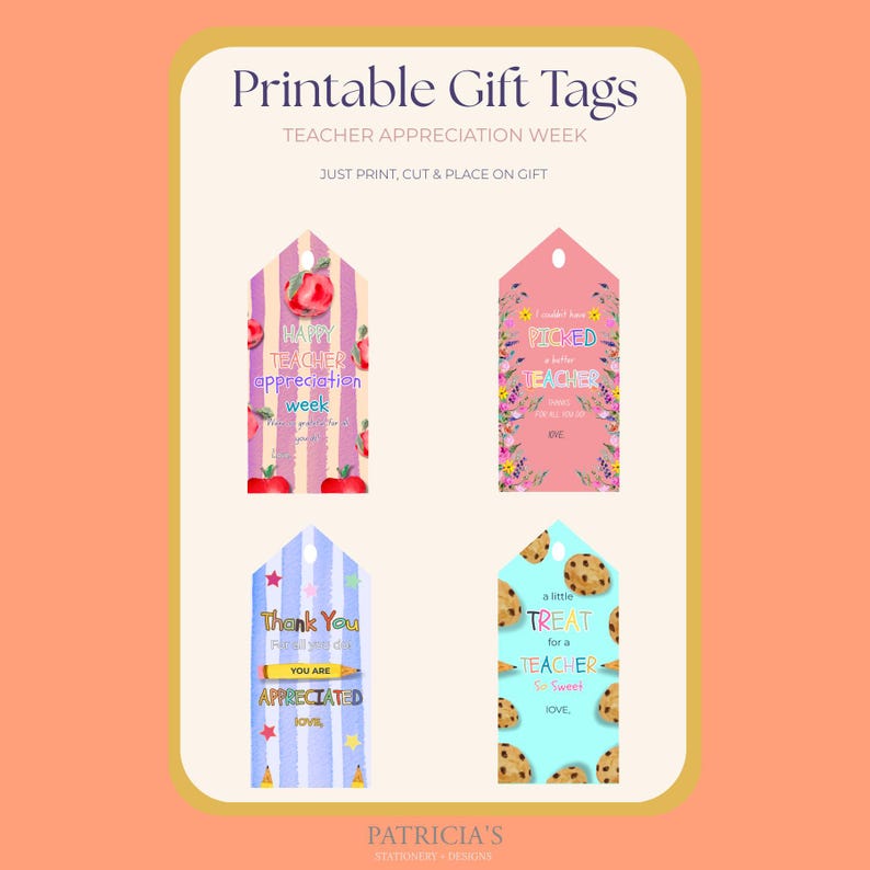 Printable Teacher Gift Tags | Fun and Colorful Tags | Watercolor Gift ...