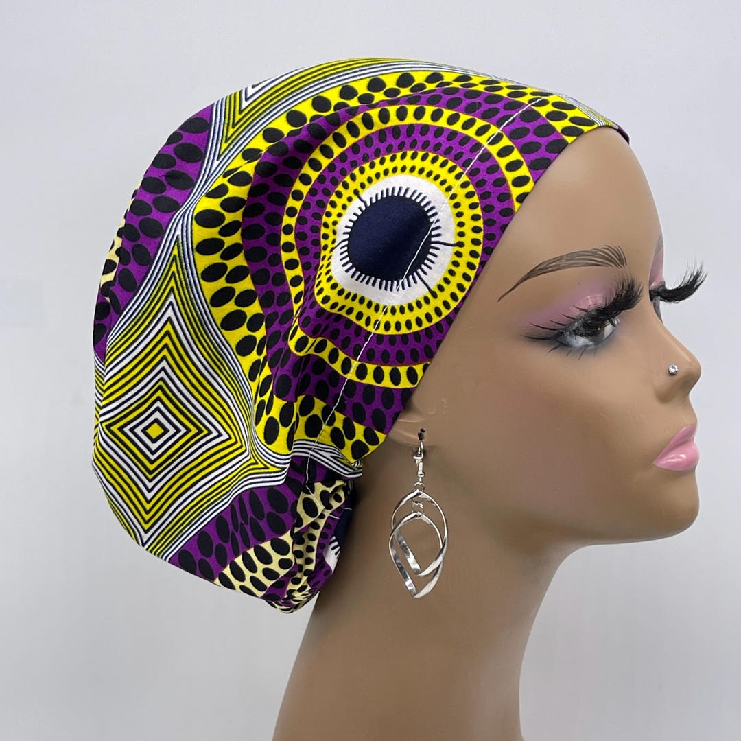 Niceroy Surgical SCRUB CAP Purple Yellow Ankara Europe Style Nursing ...