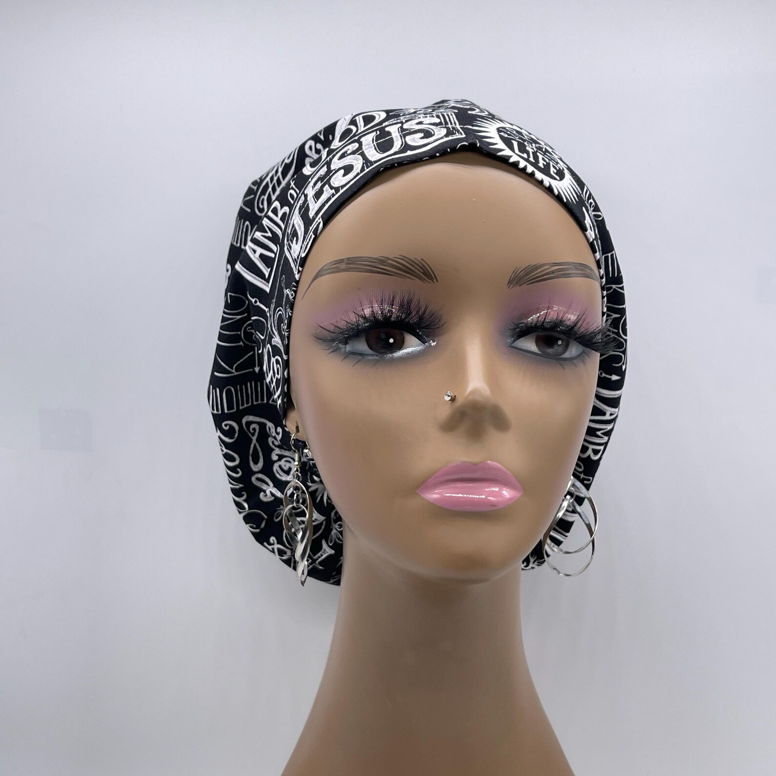 Christian Religious Surgical Scrub Cap: Black & White Cotton Nursing ...