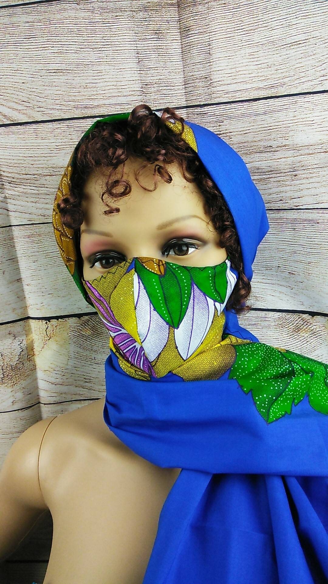 Facemask and head wrap to match face masks Ankara facemask | Etsy