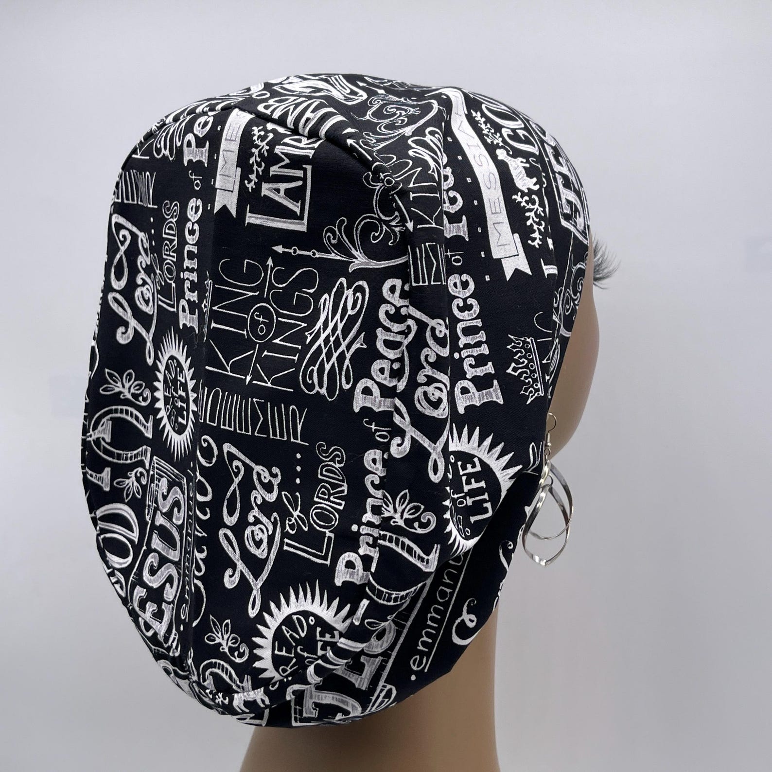 Christian Religious Surgical Scrub Cap: Black & White Cotton Nursing ...