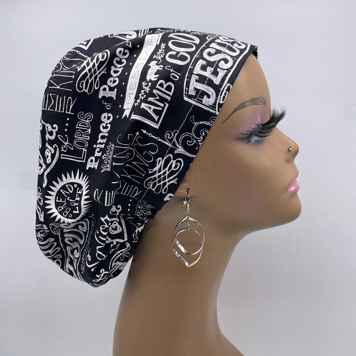 Christian Religious Surgical Scrub Cap: Black & White Cotton Nursing ...