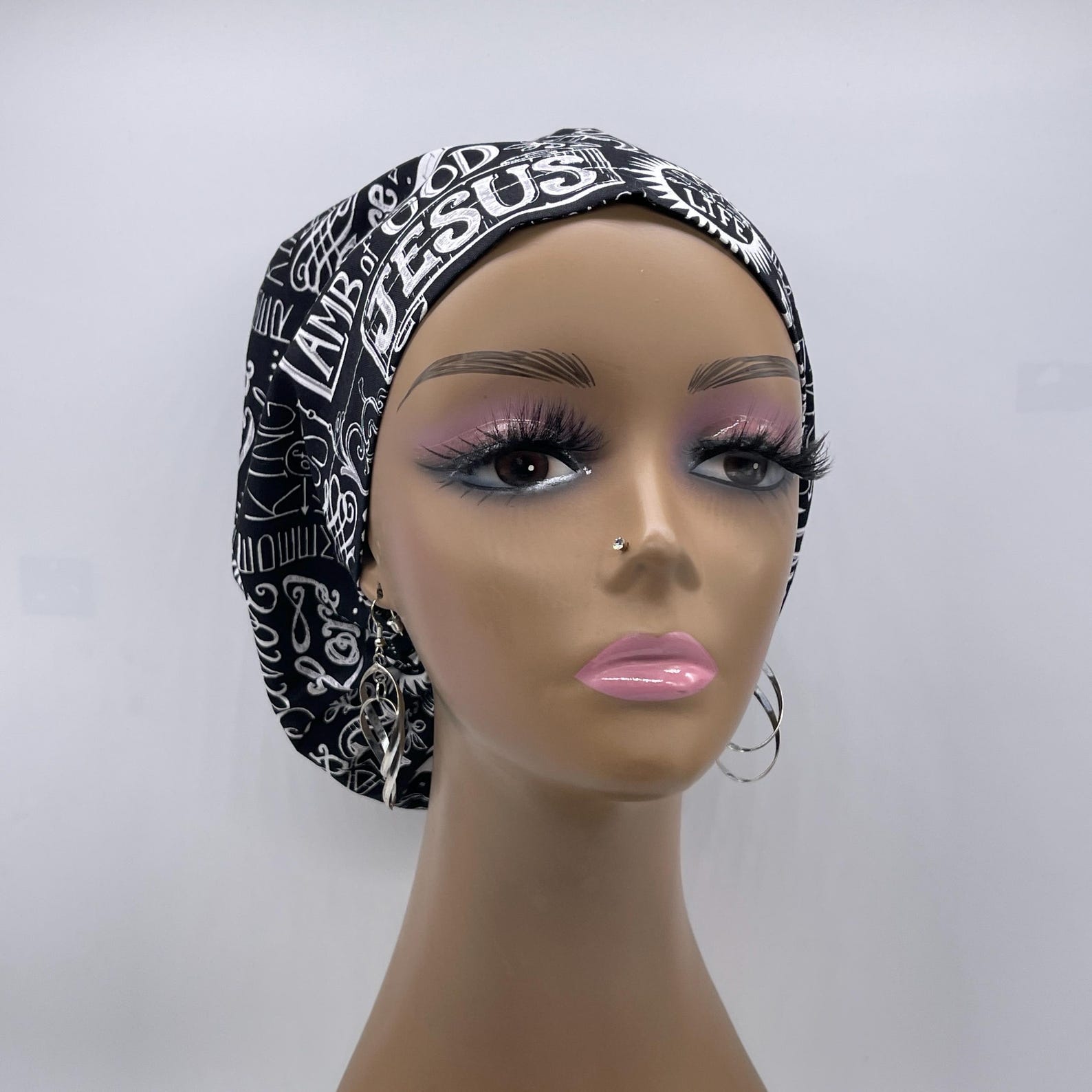 Christian Religious Surgical Scrub Cap: Black & White Cotton Nursing ...