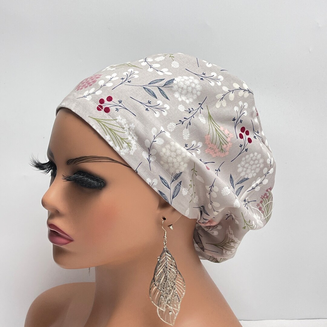 Niceroy Surgical SCRUB CAP Gray and White Floral Europe Style Nursing ...