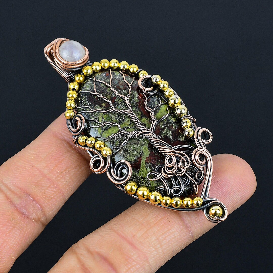 Tree of Life Dragon Blood Jasper Pendant Copper Wire Wrapped Pendant ...