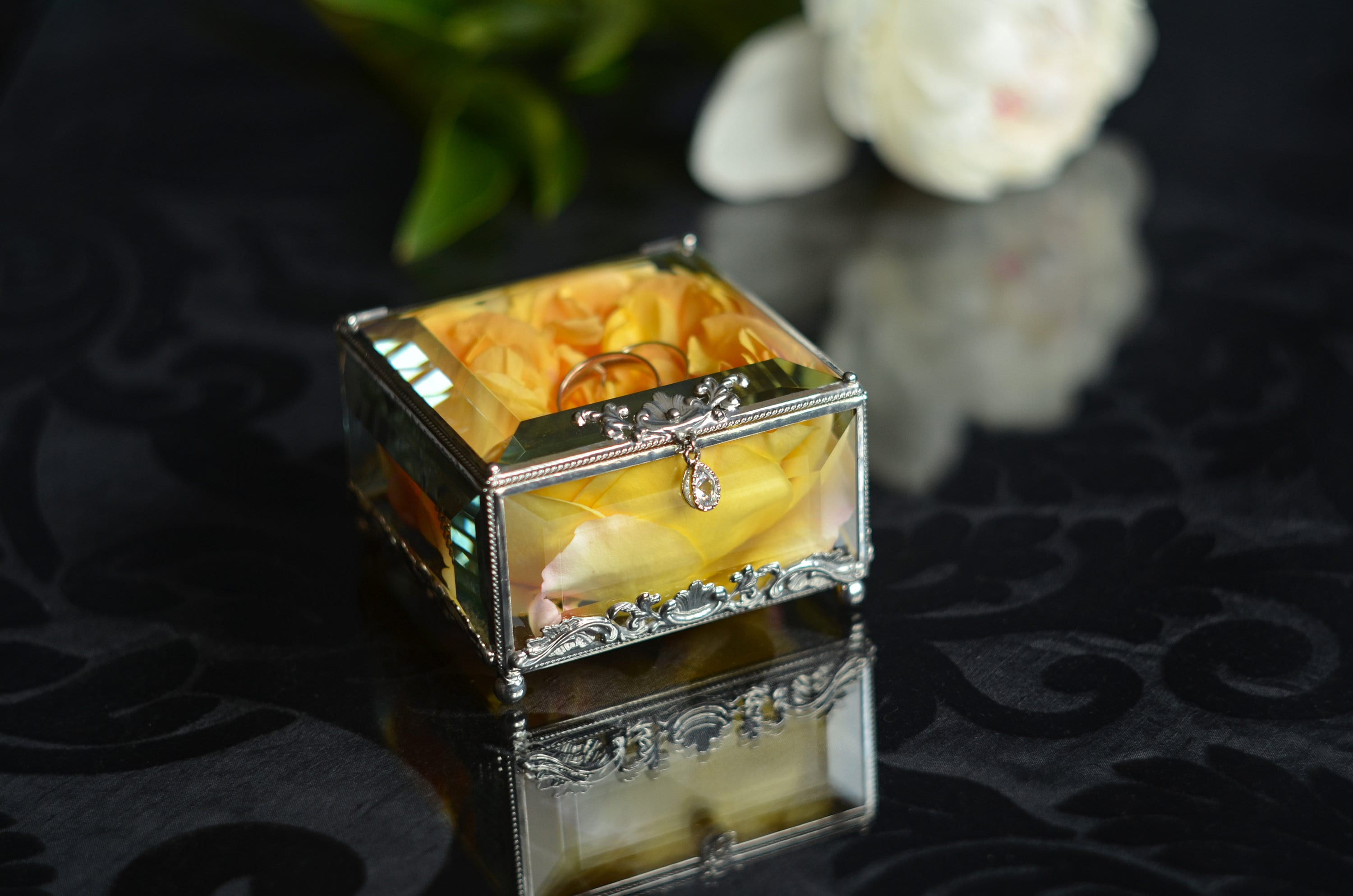 Glass Ring Box for Wedding and Engagement, Wedding Ring Box, Glass ...