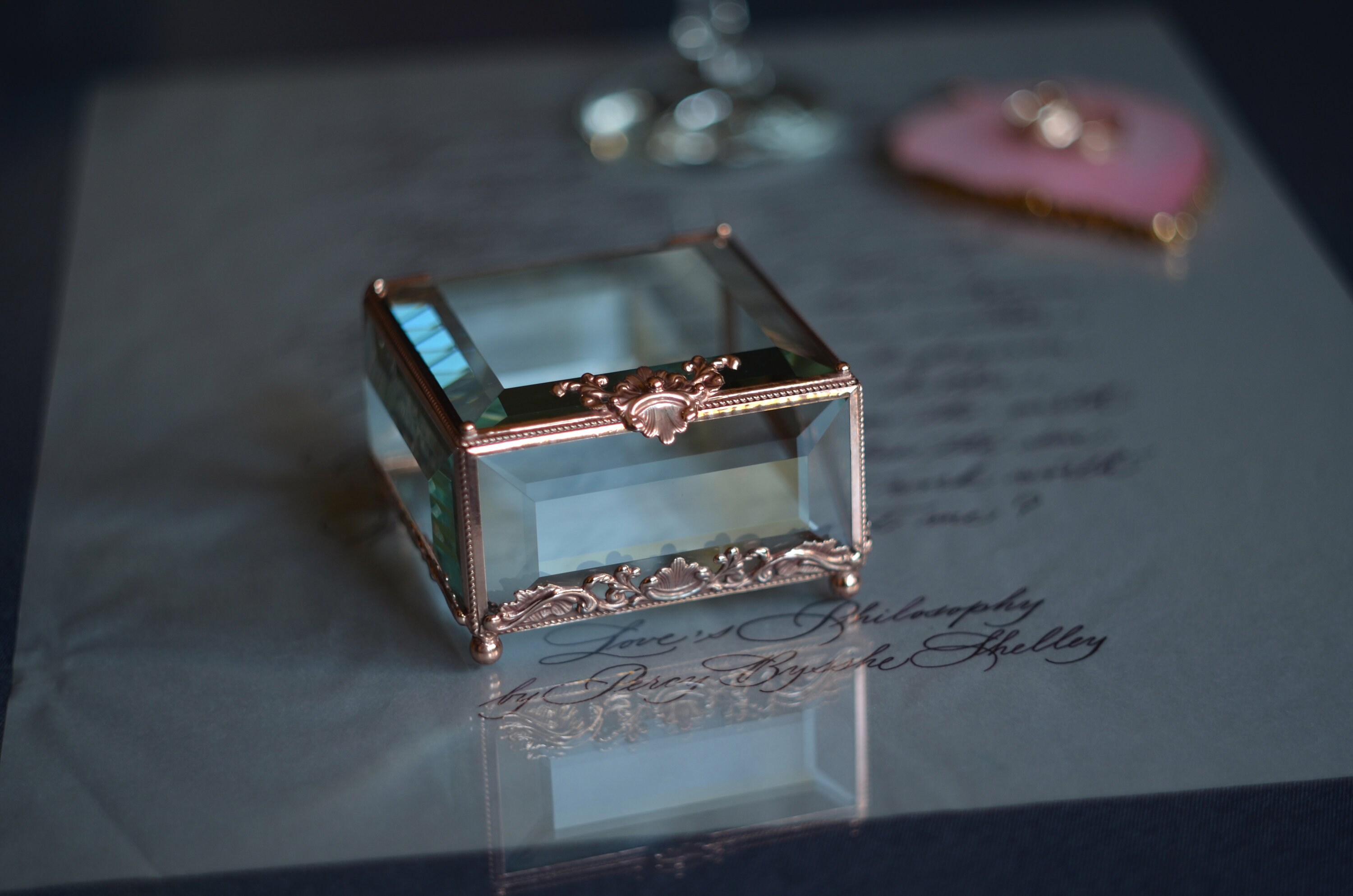Glass Ring Box for Wedding and Engagement, Wedding Ring Box, Glass ...