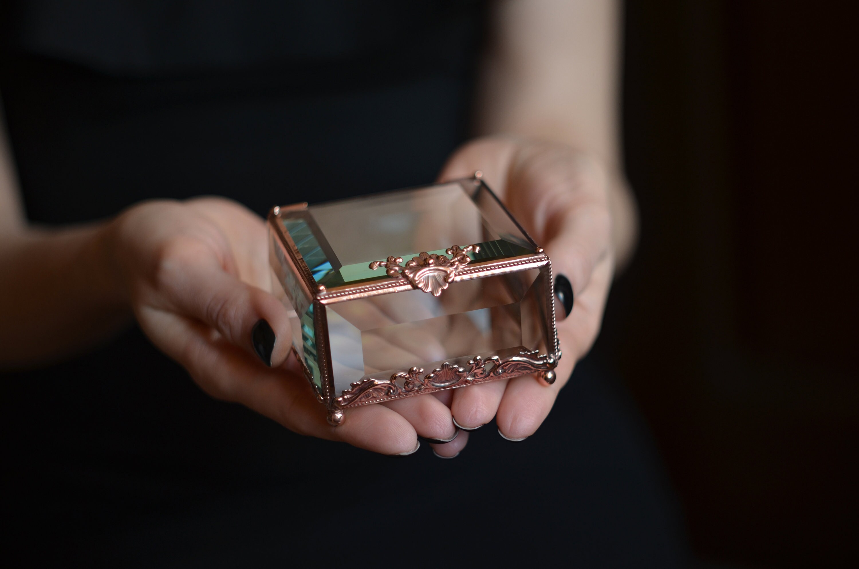 Glass Ring Box for Wedding and Engagement, Wedding Ring Box, Glass ...