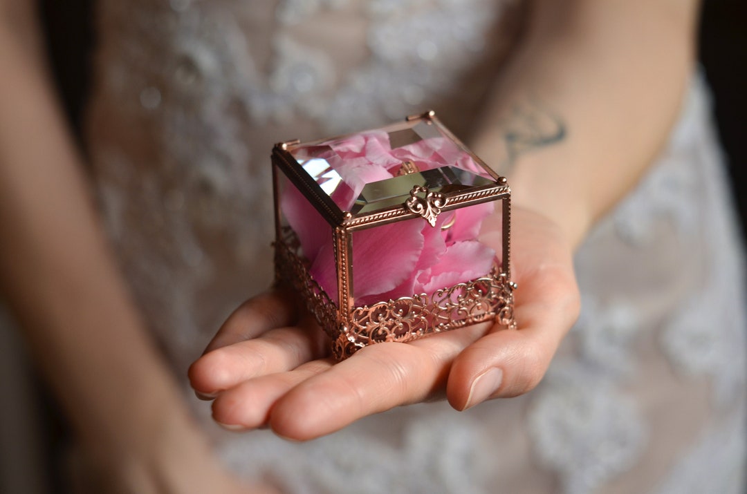 Wedding Ring Box, Ring Box, Glass Jewelry Box, Engagement Ring Box ...
