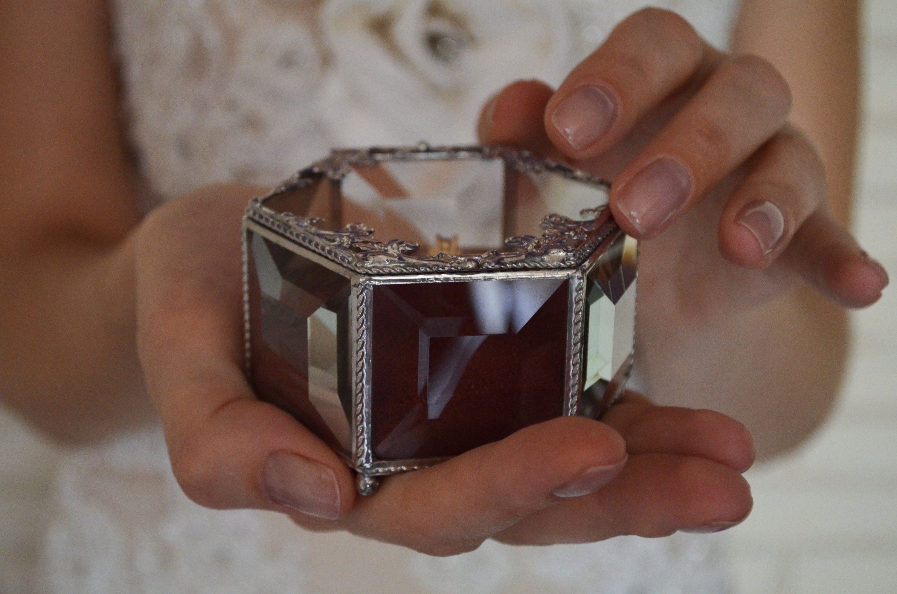 Wedding Ring Box, Hexagon Jewelry Box, Glass Box, Engagement Ring Box ...