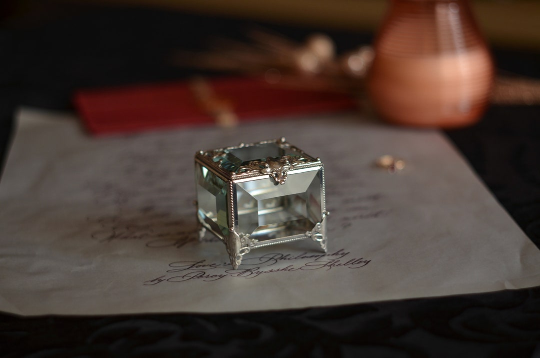 Ring Box, Wedding Ring Box, Glass Jewelry Box, Glass Ring Holder ...