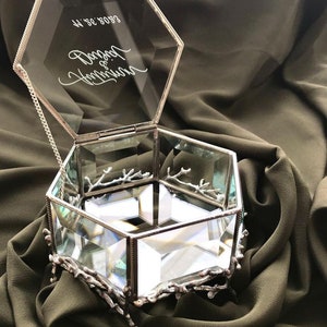 Glass Ring Box for Wedding and Engagement, Wedding Ring Box, Glass ...