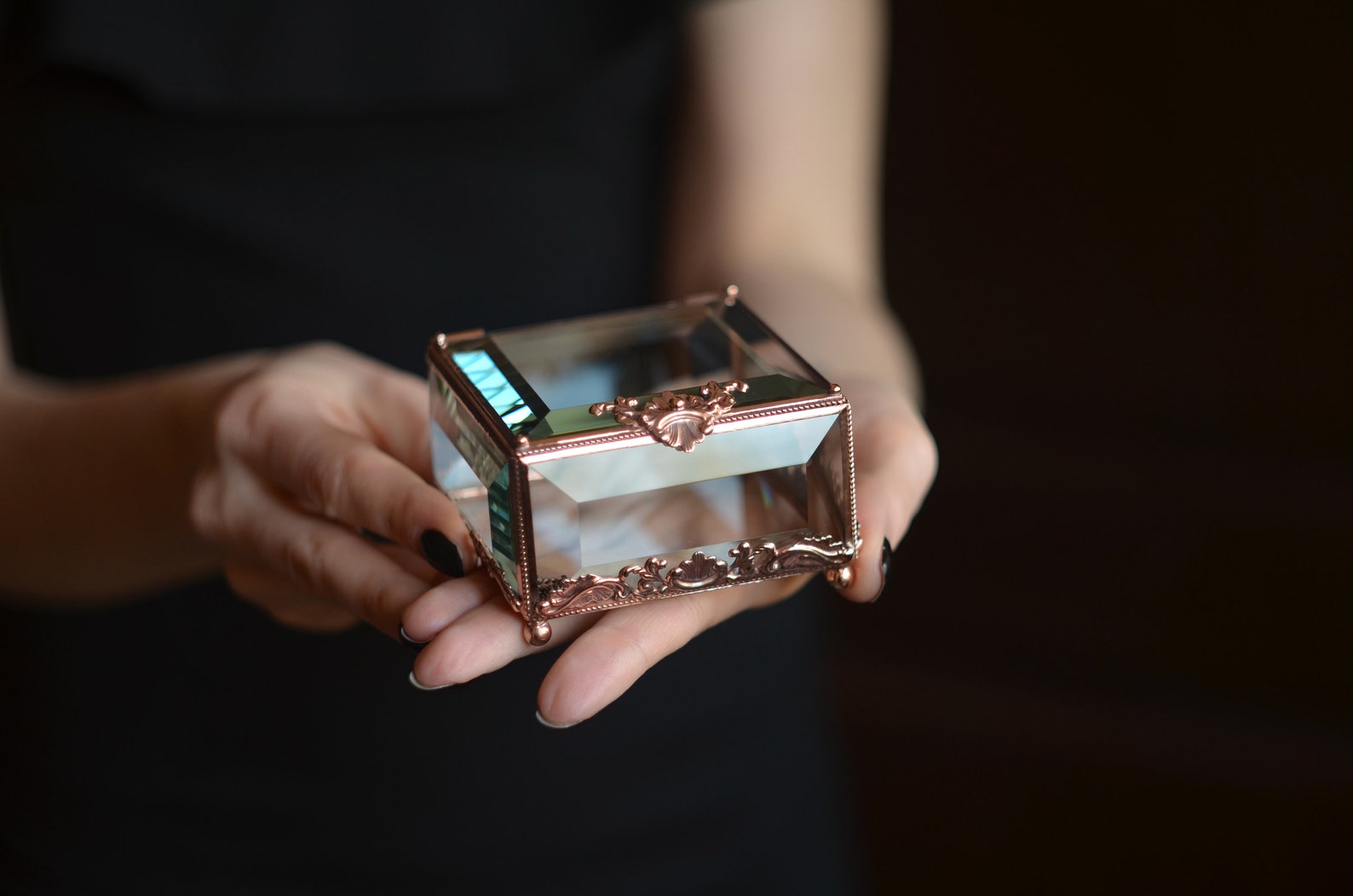 Glass Ring Box for Wedding and Engagement, Wedding Ring Box, Glass ...
