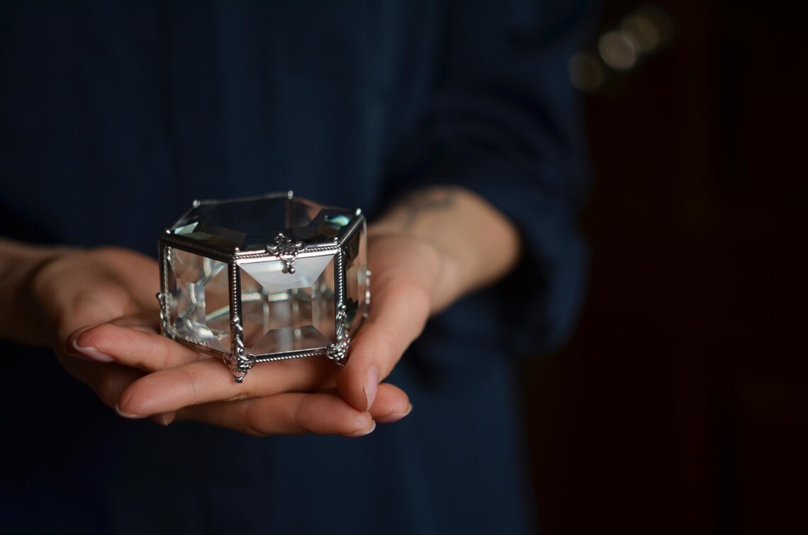Glass Jewelry Box, Engagement Ring Box, Glass Ring Box, Proposal Ring ...
