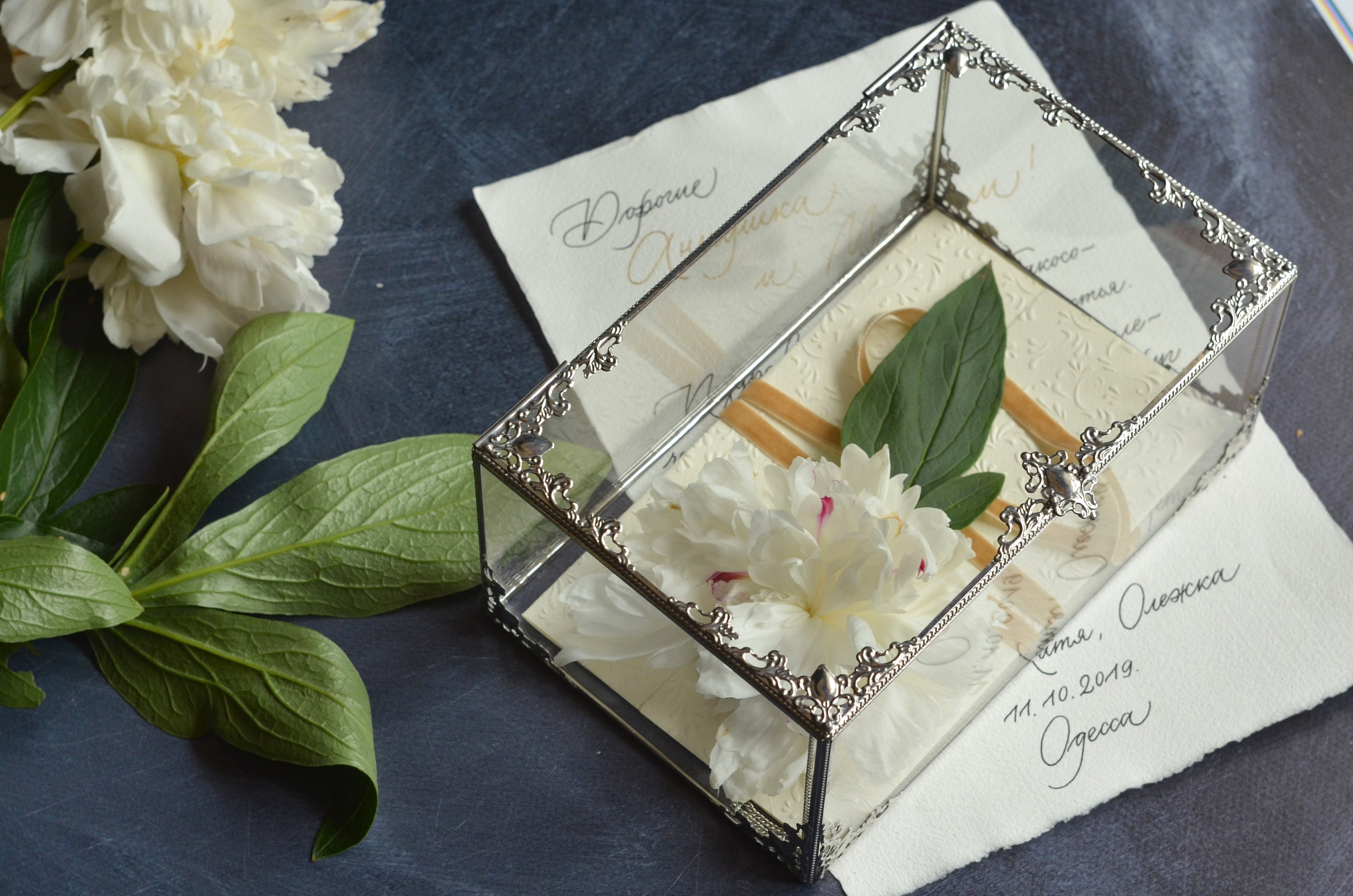 Card Box for Wedding Glass Card Holder Geometric Wedding - Etsy