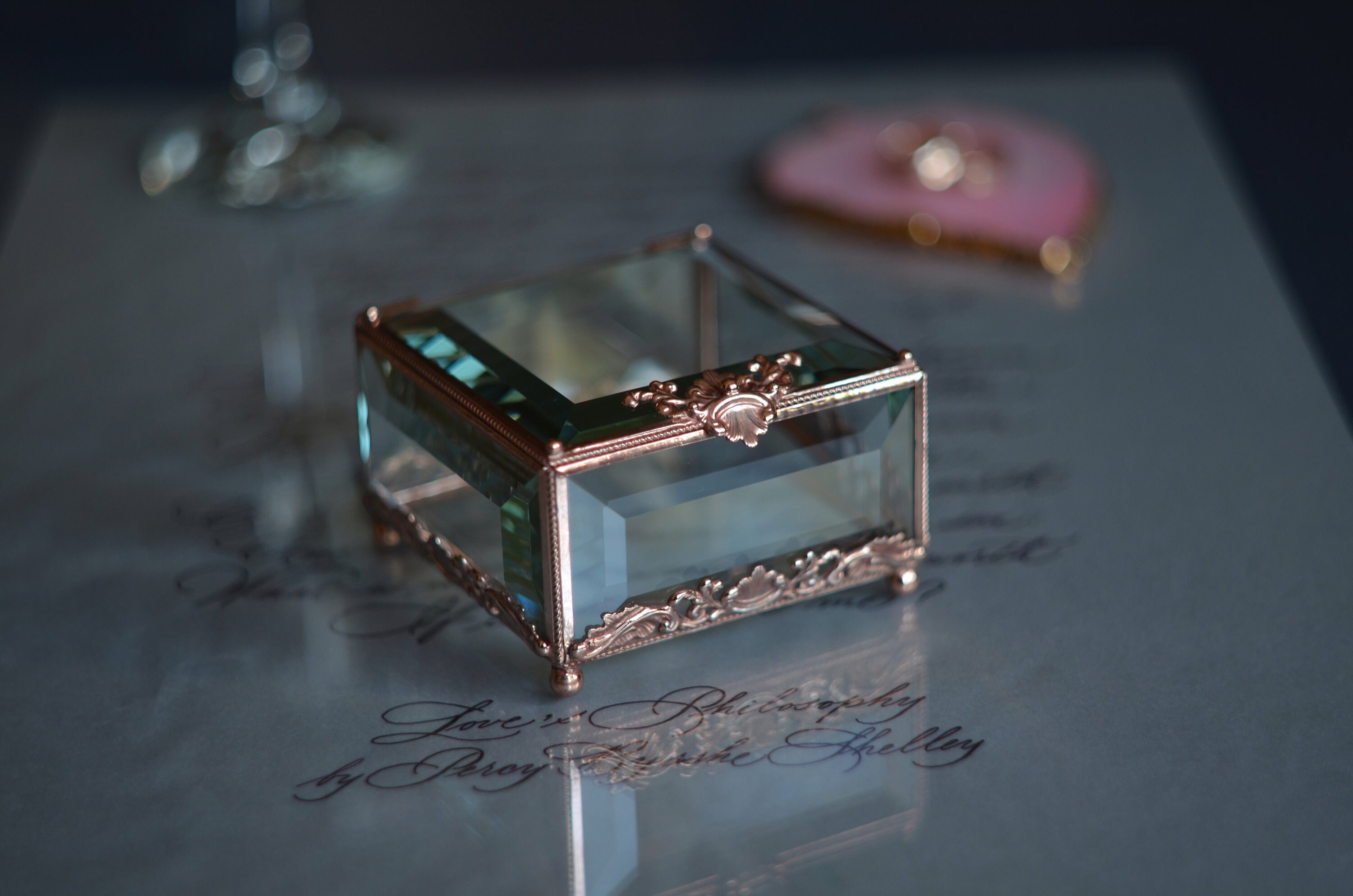 Glass Ring Box for Wedding and Engagement, Wedding Ring Box, Glass ...