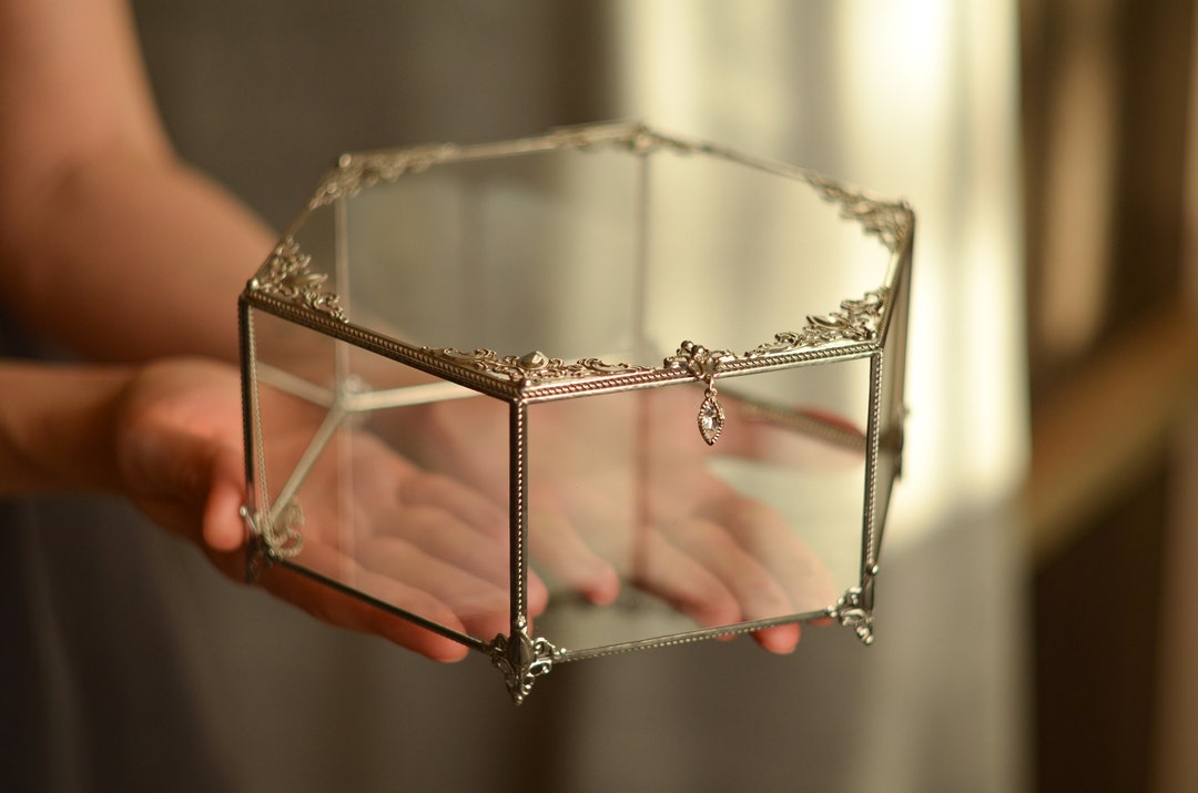 Wedding Ring Box, Hexagon Jewelry Box, Glass Box, Engagement Ring Box ...