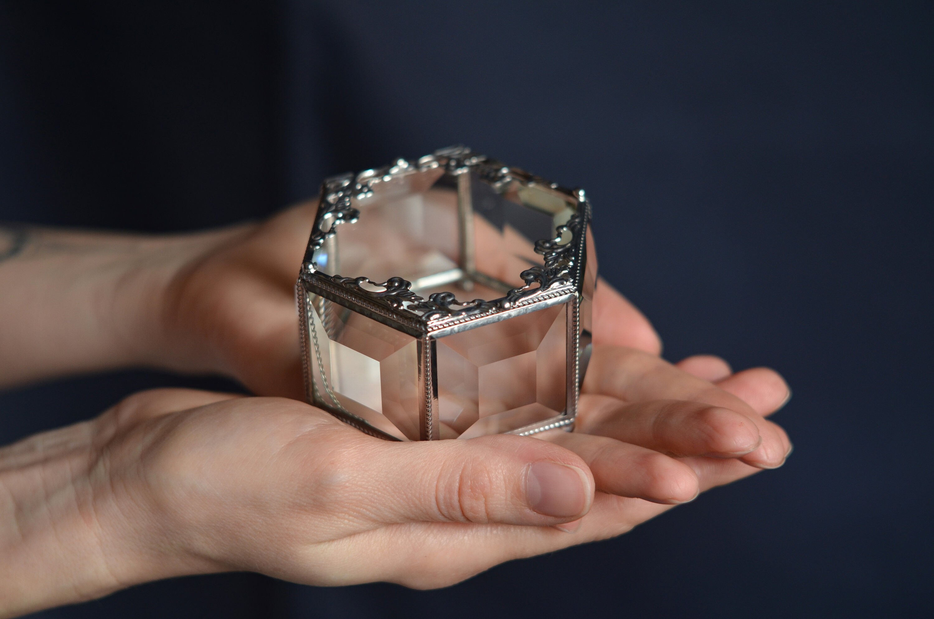 Wedding Ring Box, Hexagon Jewelry Box, Glass Box, Engagement Ring Box ...
