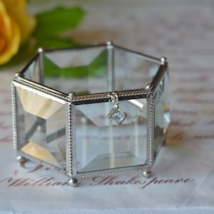 Wedding Ring Box, Hexagon Jewelry Box, Glass Box, Engagement Ring Box ...