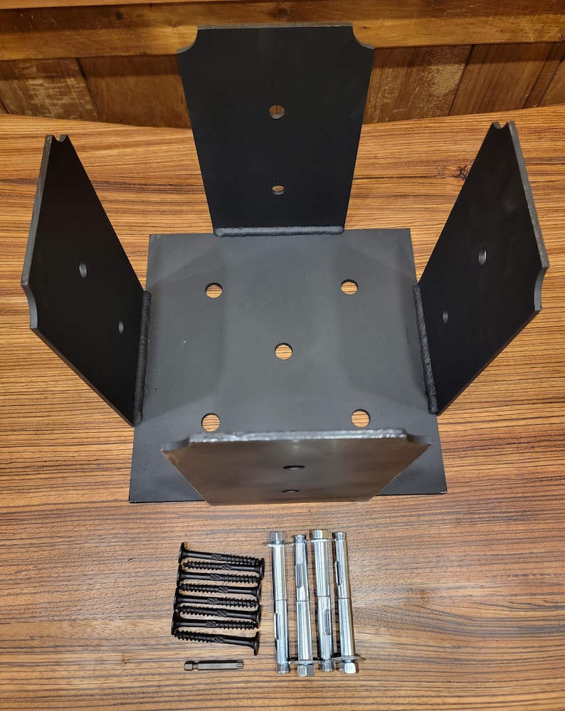 Iron Post Bracket Heavy Duty Steel Column Bracket Post Base 10" X 10" X ...