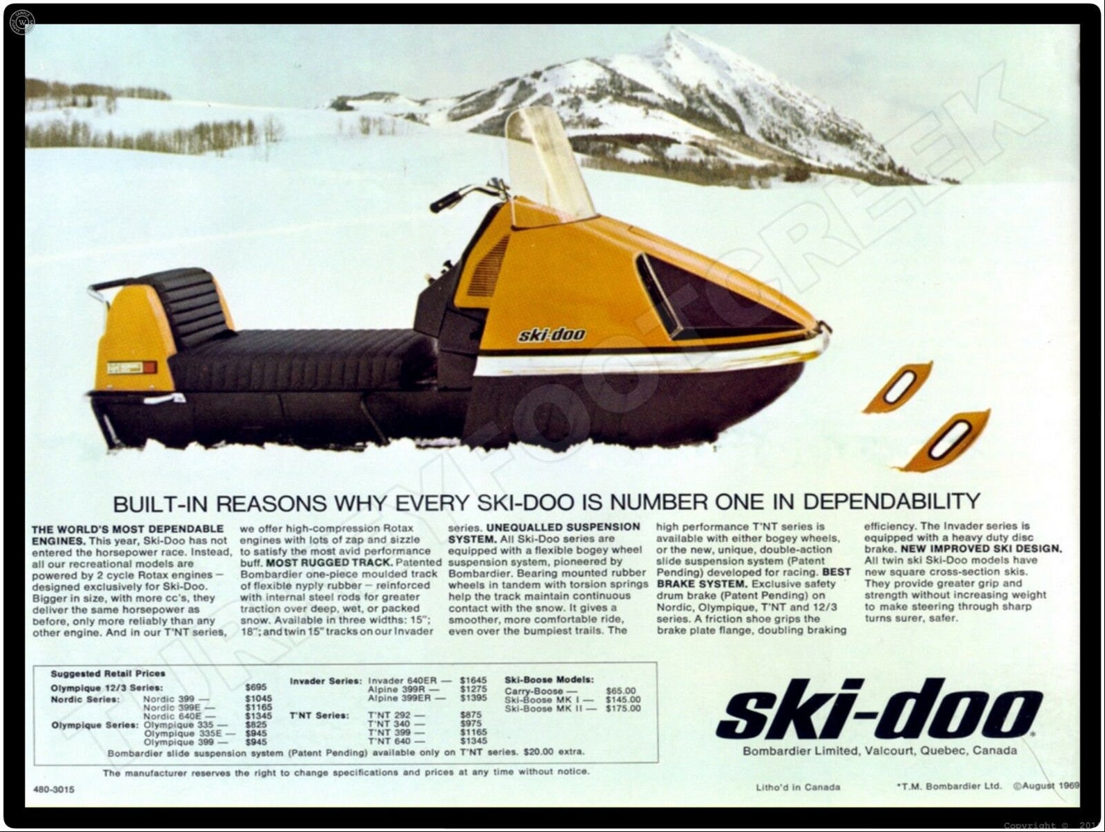 1970 Ski Doo TNT Snowmobile Vintage Look New Metal Sign: Free | Etsy