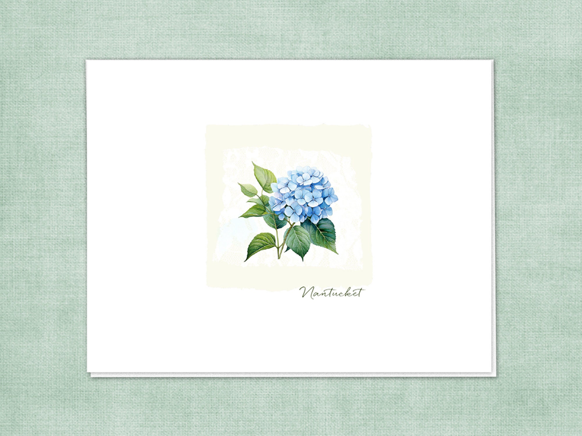 Nantucket Blue Hydrangea 2 Fold Over Note Card Size A2 Cotton Paper ...