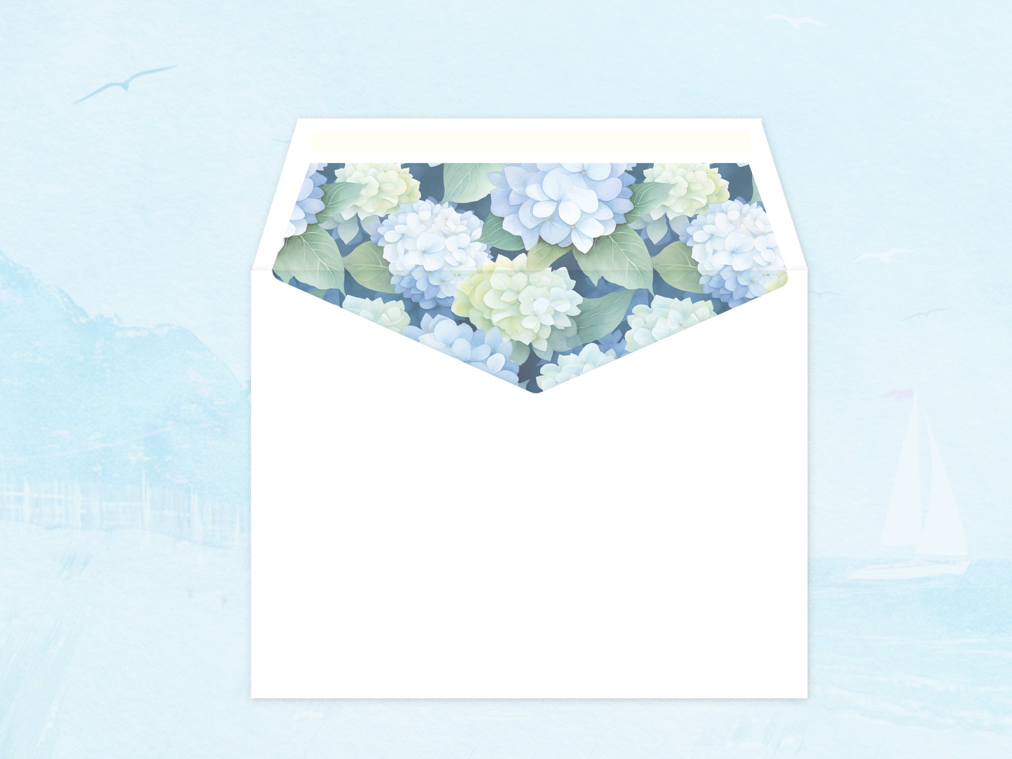 Nantucket Blue Hydrangea 2 Fold Over Note Card Size A2 Cotton Paper ...