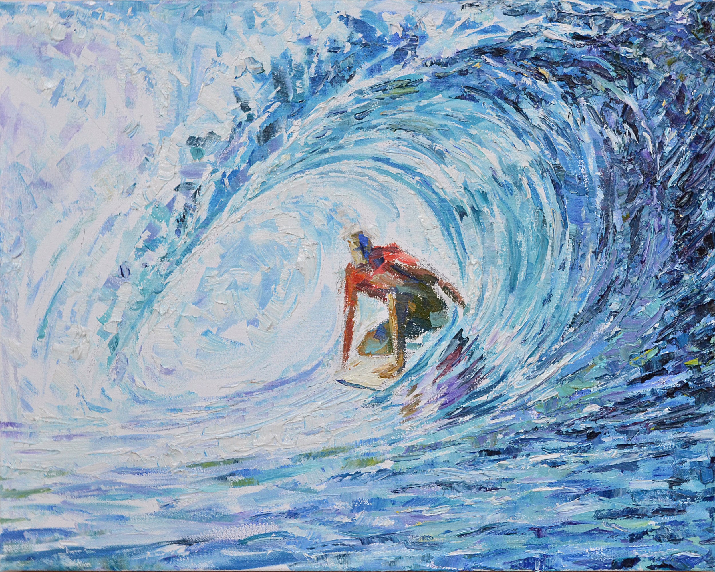 Original Oil Painting, Surfer Abstract Painting, Art Wall Decor, Oil on ...