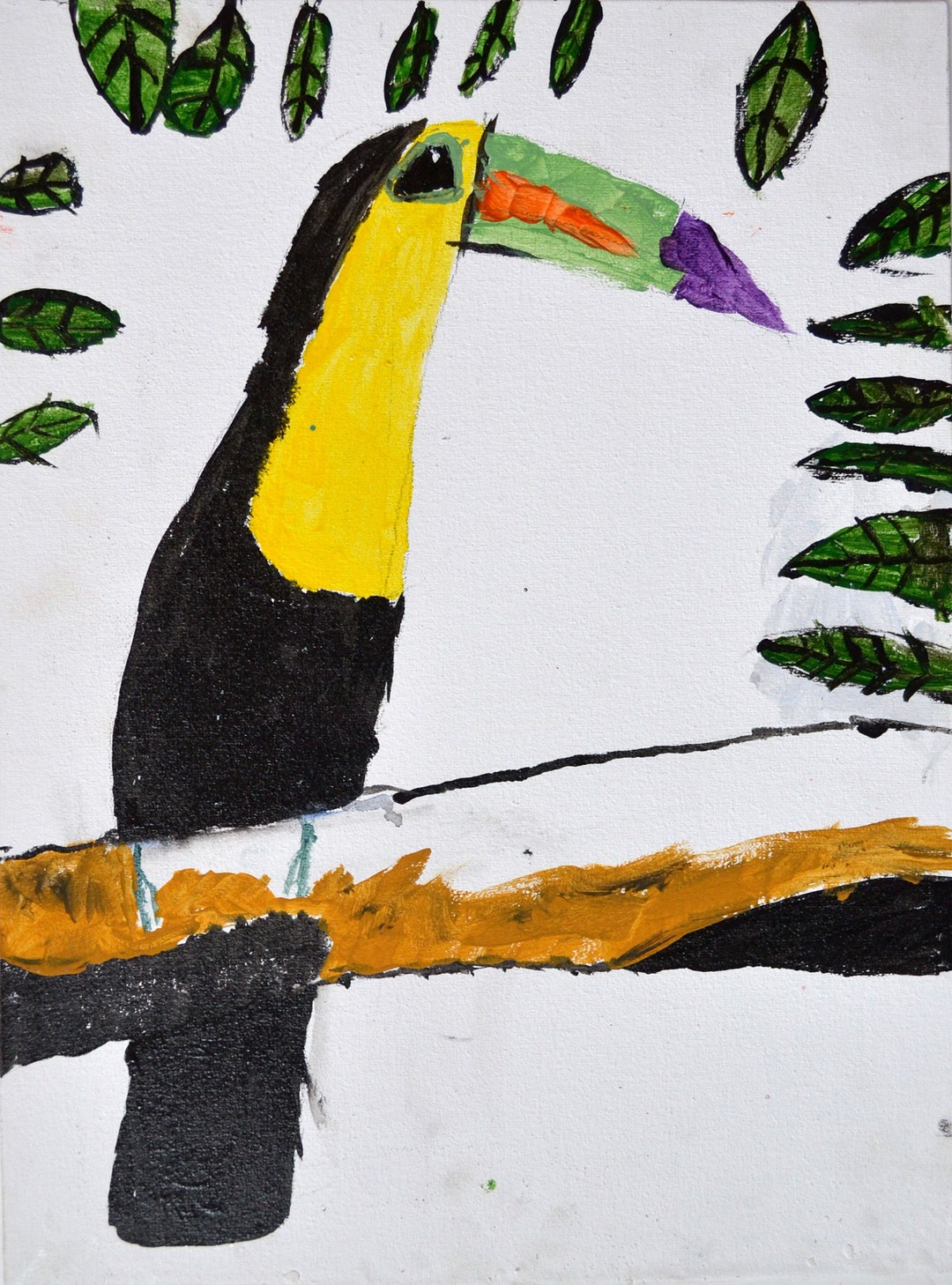Children's Original Drawing in Oil on Canvas, Original Oil Painting ...
