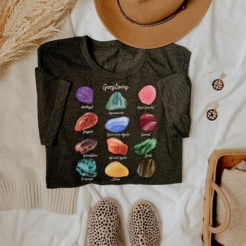 Gemstones T Shirt, Crystals T Shirt, Amethyst Gift, Crystals Gift ...