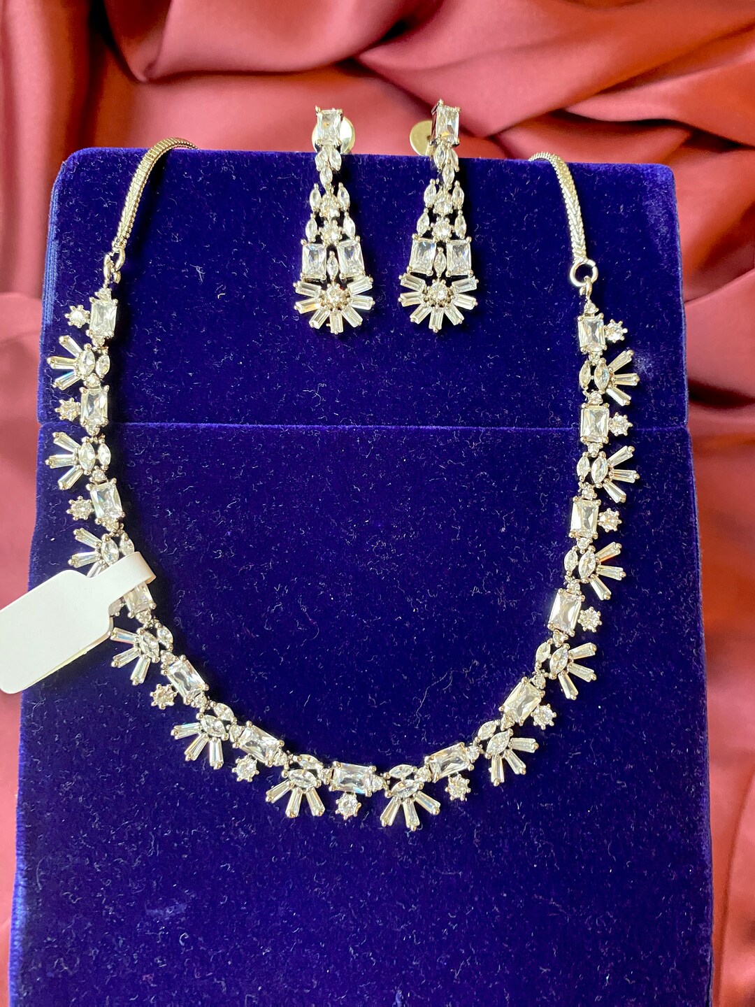 American Diamond Necklace Set/ruby Red Necklace Set/cubic Zirconia ...