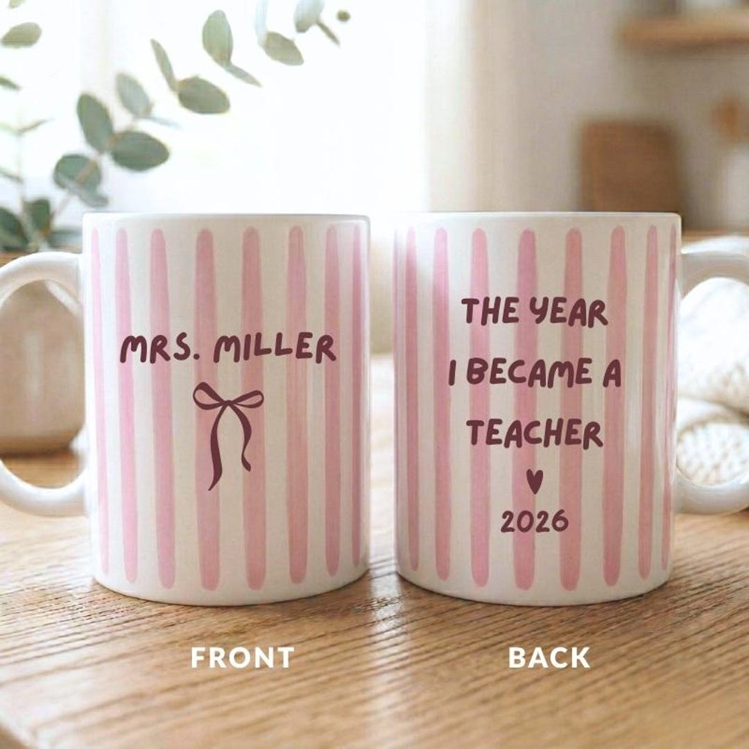 Custom Graduating Teacher Mug the Year I Became A Teacher Striped Mug ...