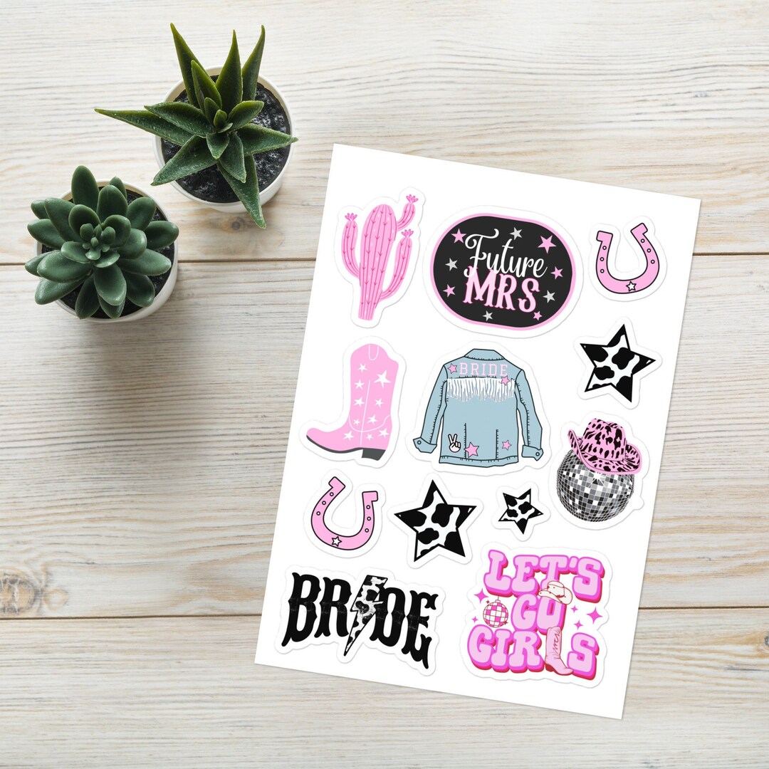Disco Cowgirl Stickers, Cowgirl Bachelorette Party Favor Stickers ...