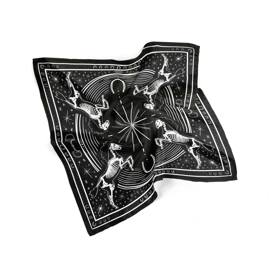 Horse Skeleton Silk Scarf Horse Skeleton Silk Wild Rag Cool Horse Girl ...
