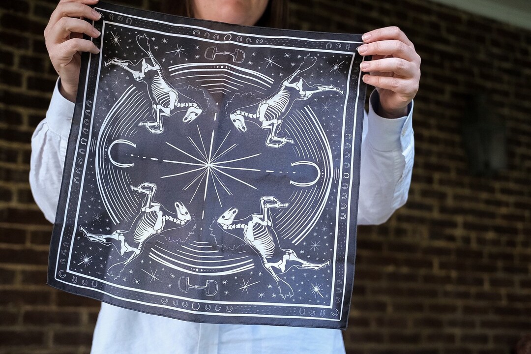Horse Skeleton Silk Scarf Horse Skeleton Silk Wild Rag Cool Horse Girl ...