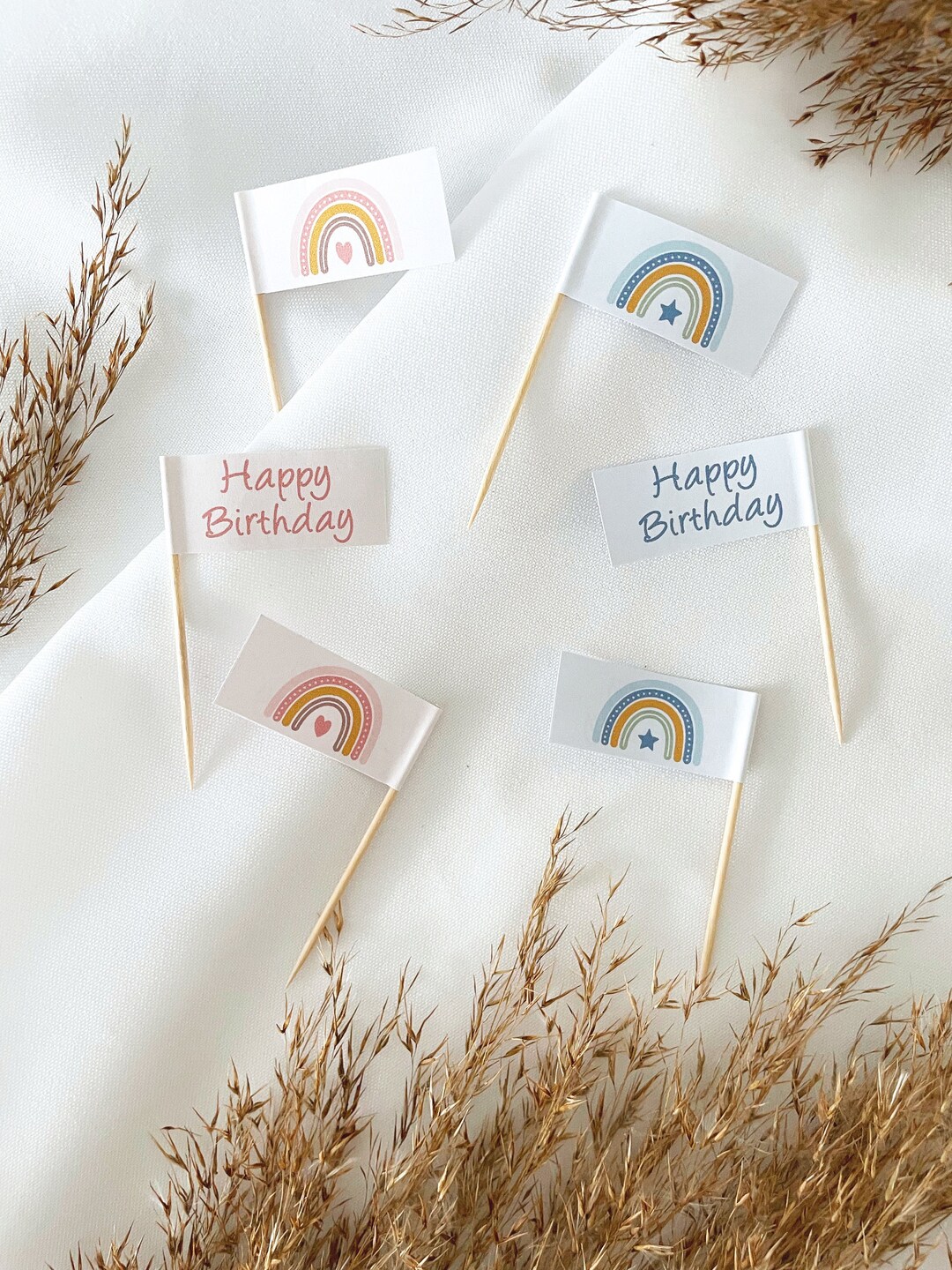 Flag Happy Birthday, Birthday Toppers Party Picks Snack Flag Party ...