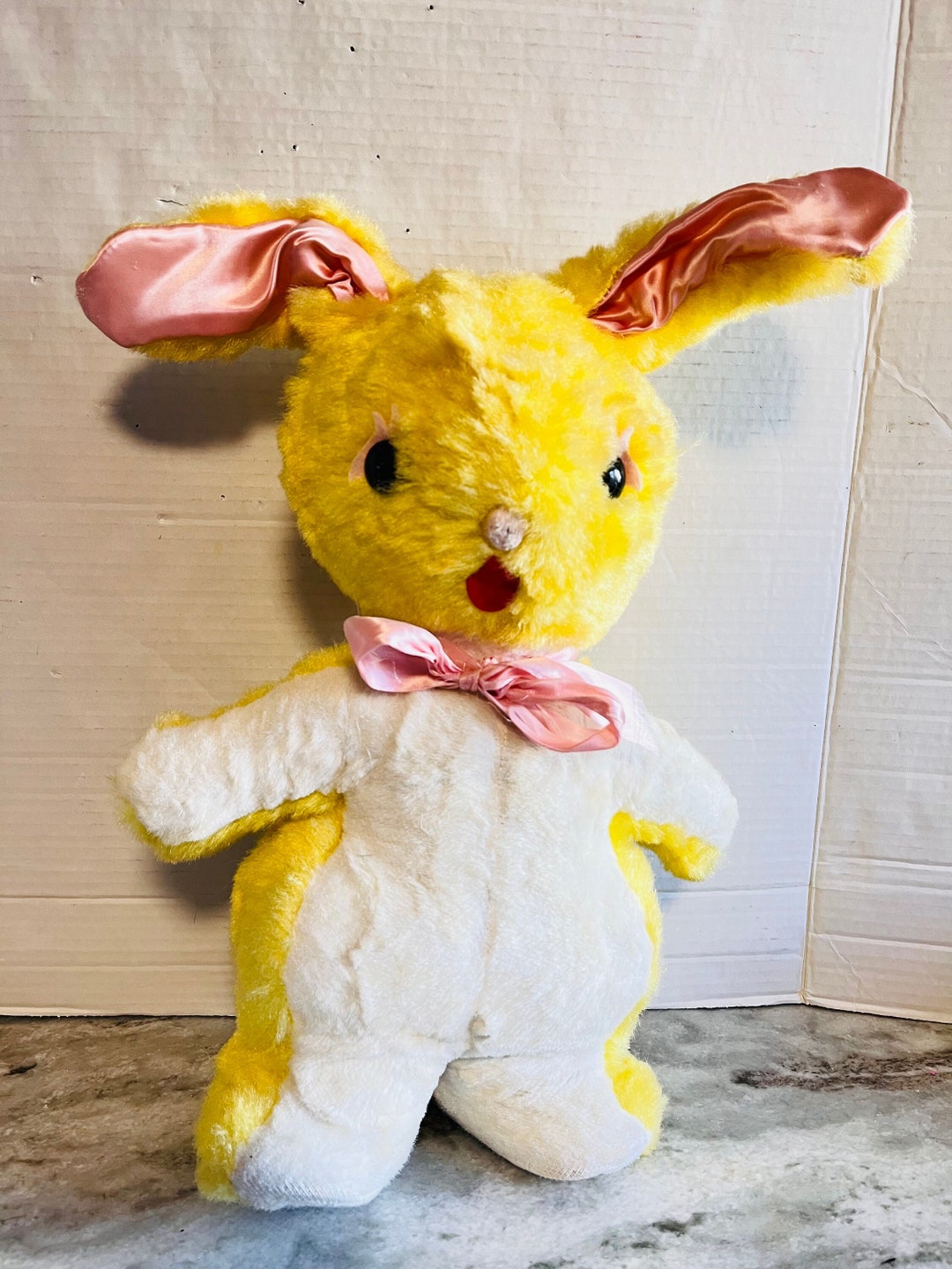 Rushton Company Bunny Rabbit Stuffed Plush Standing Yellow Vintage RARE ...