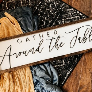 3D Wooden 'gather Around the Table' Sign: Kitchen Wall Decor - Etsy