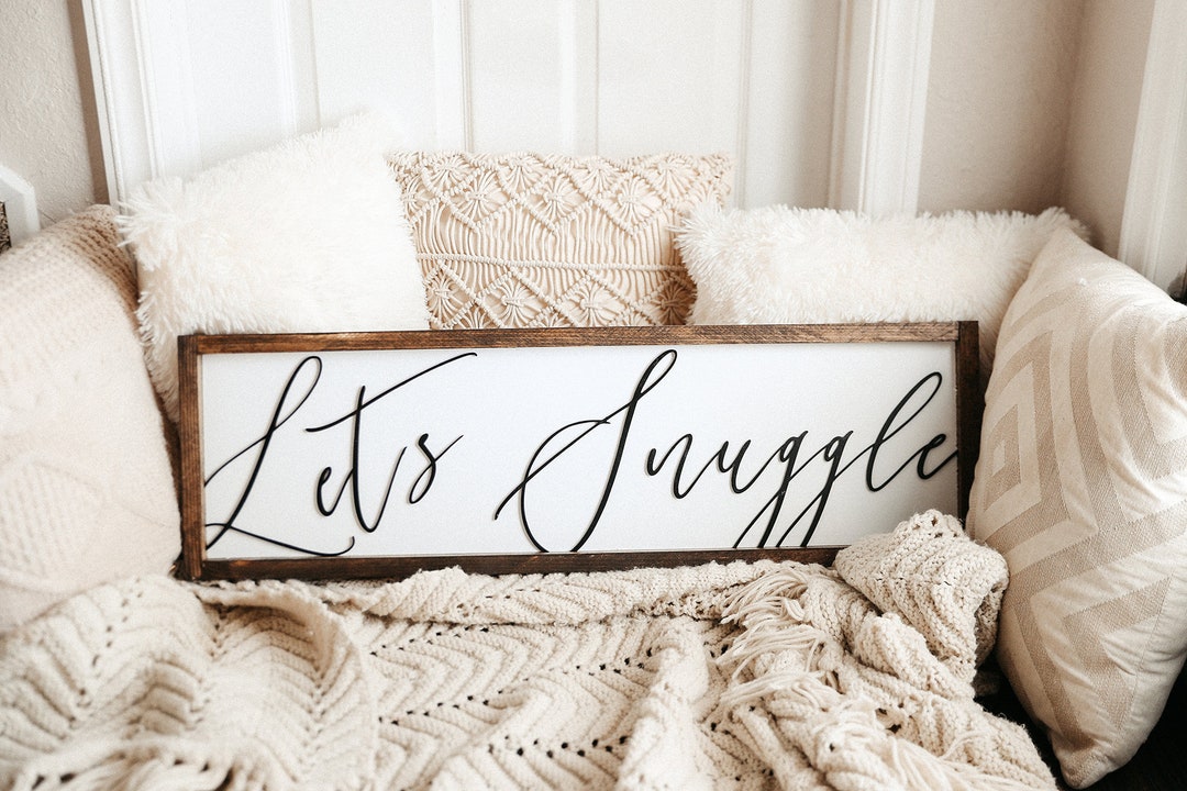 Let's Snuggle Sign | Cuddle Sign | Above Bed Sign | Bedroom Sign | Gift ...