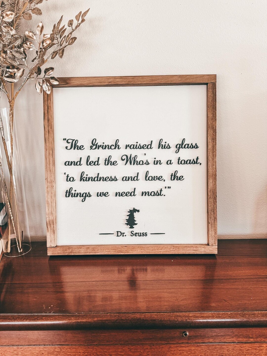 The Grinch Christmas Wooden Sign: Kindness and Love Quote - Etsy