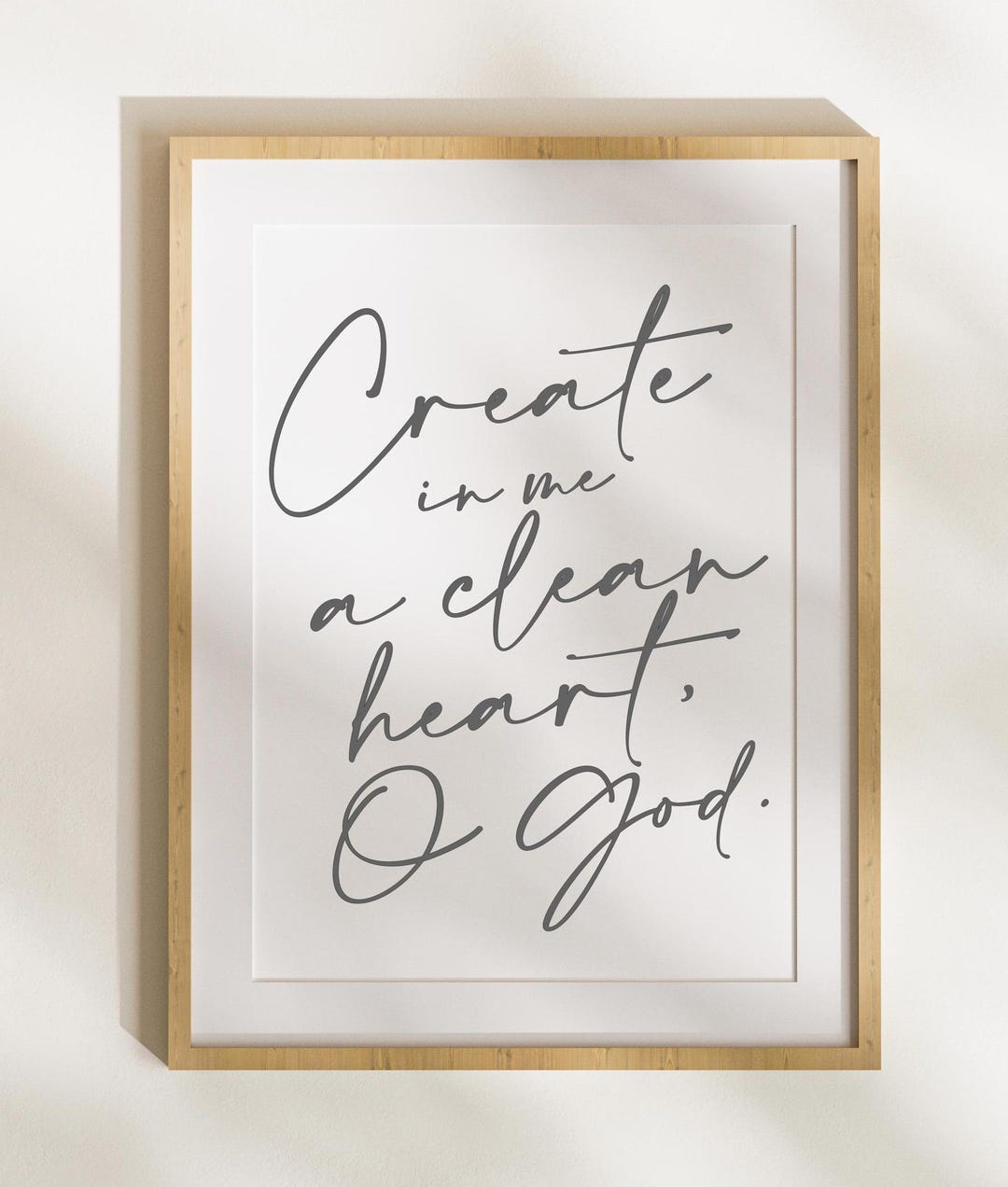 Psalm 51:10 Christian Wall Art, Minimalist Bible Verse Print (digital ...