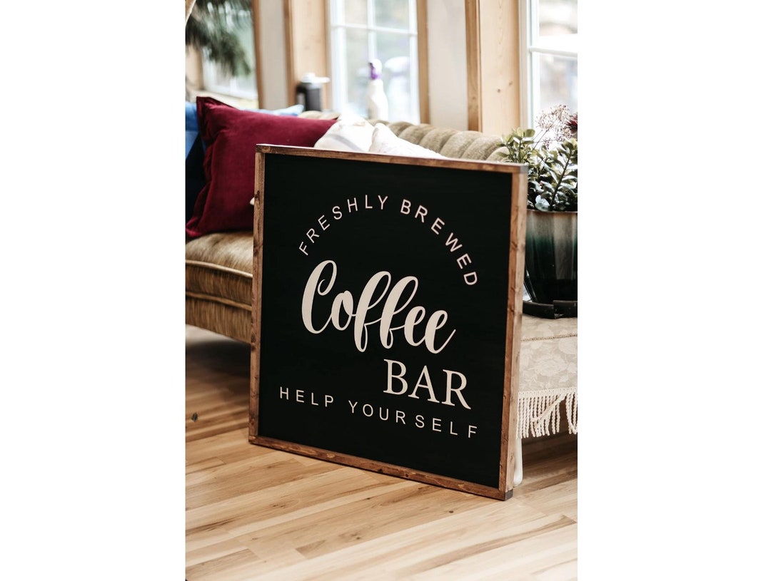 Freshly Brewed Coffee Bar Sign | Office Sign | Dining Room Sign | 3D ...