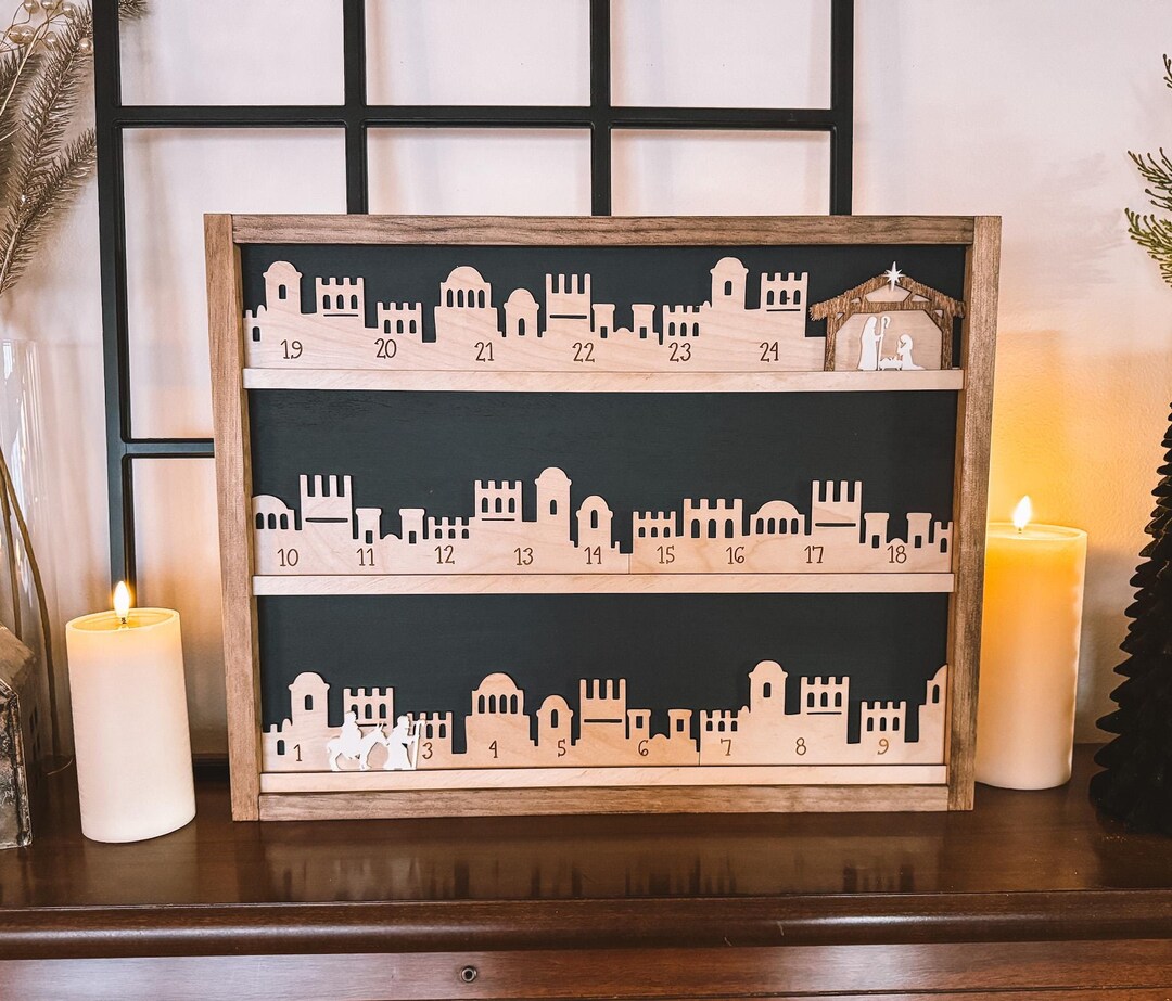 Bethlehem Nativity Advent Calendar Sign: Wooden Christmas Countdown - Etsy