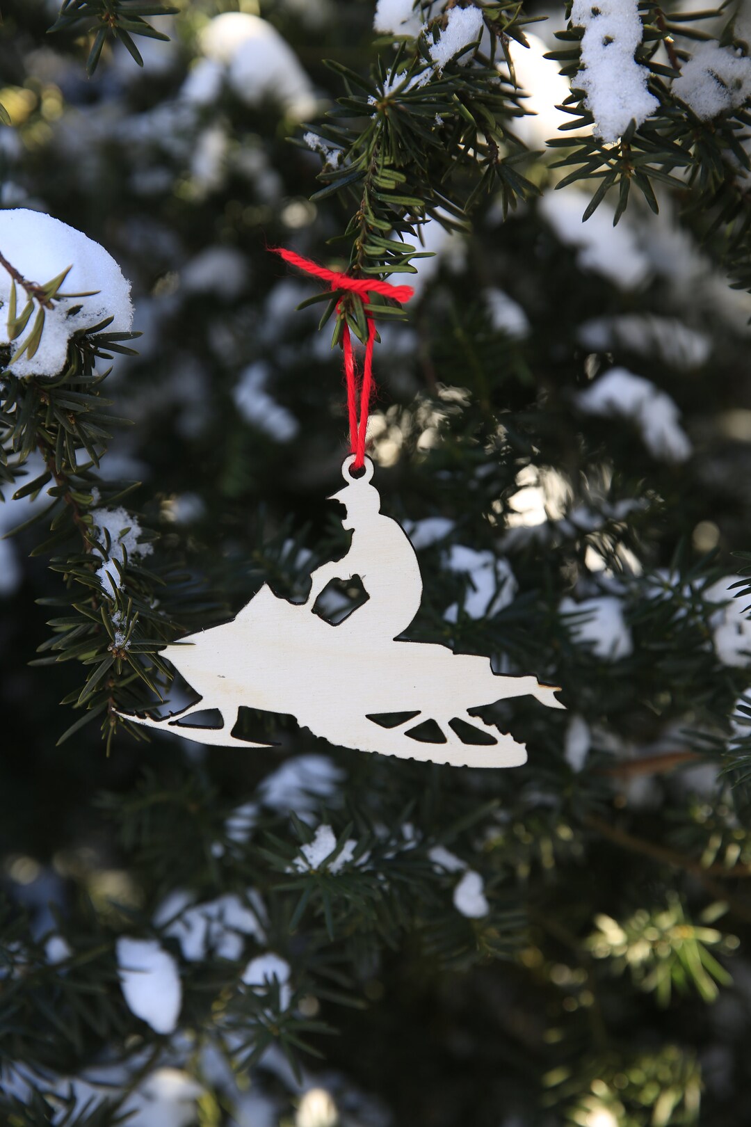 Snowmobile Ornament Artisan Veneer Snowmobile Keepsake Wooden Ornament ...